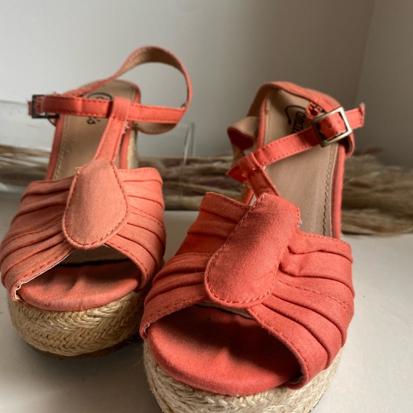 Shoes | Candies Womens Salmon Sandals Party Wedge Platform Size 7 ...